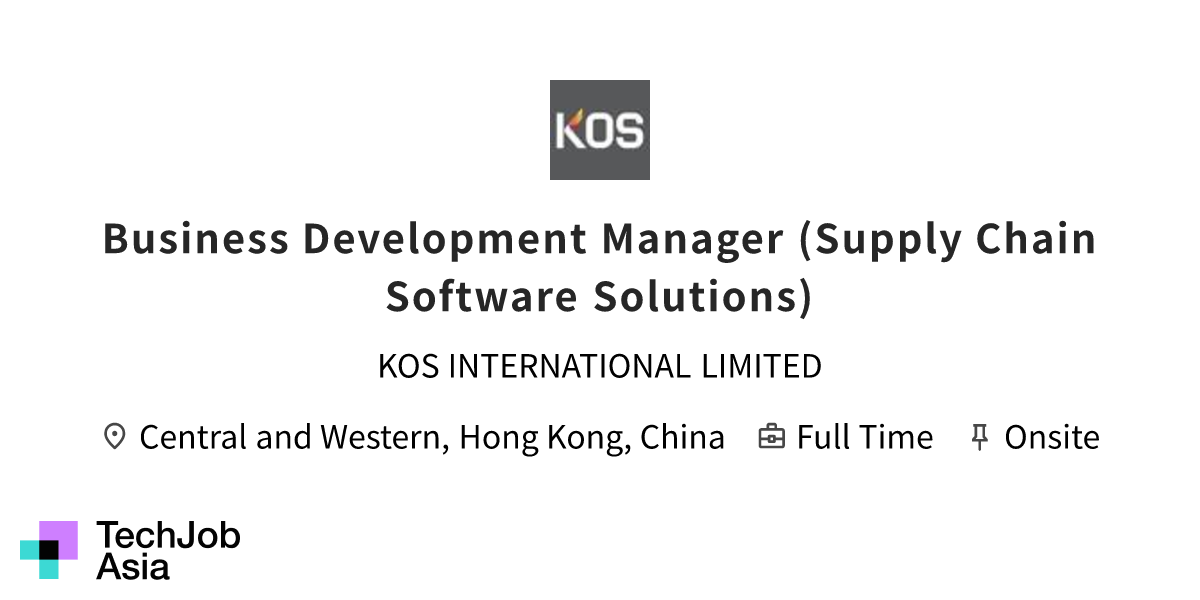 Business Development Manager (Supply Chain Software Solutions) Opening ...